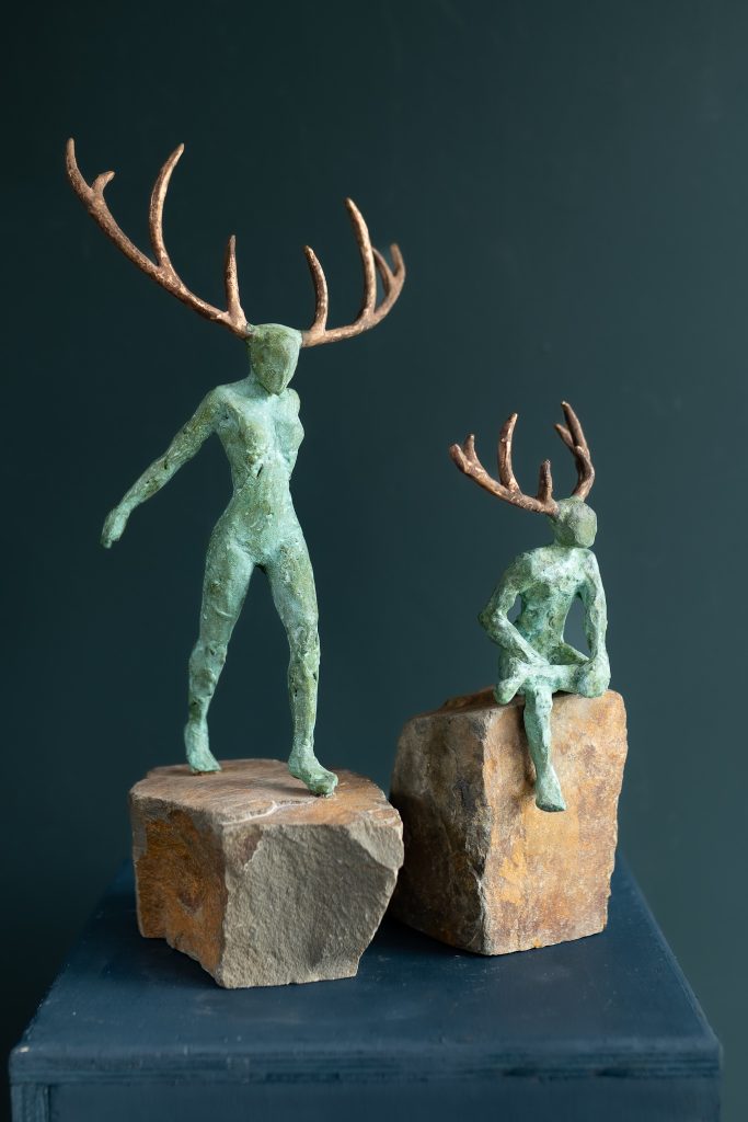 Horned Goddess in Bronze by Adam Pomeroy for Kilbaha Gallery