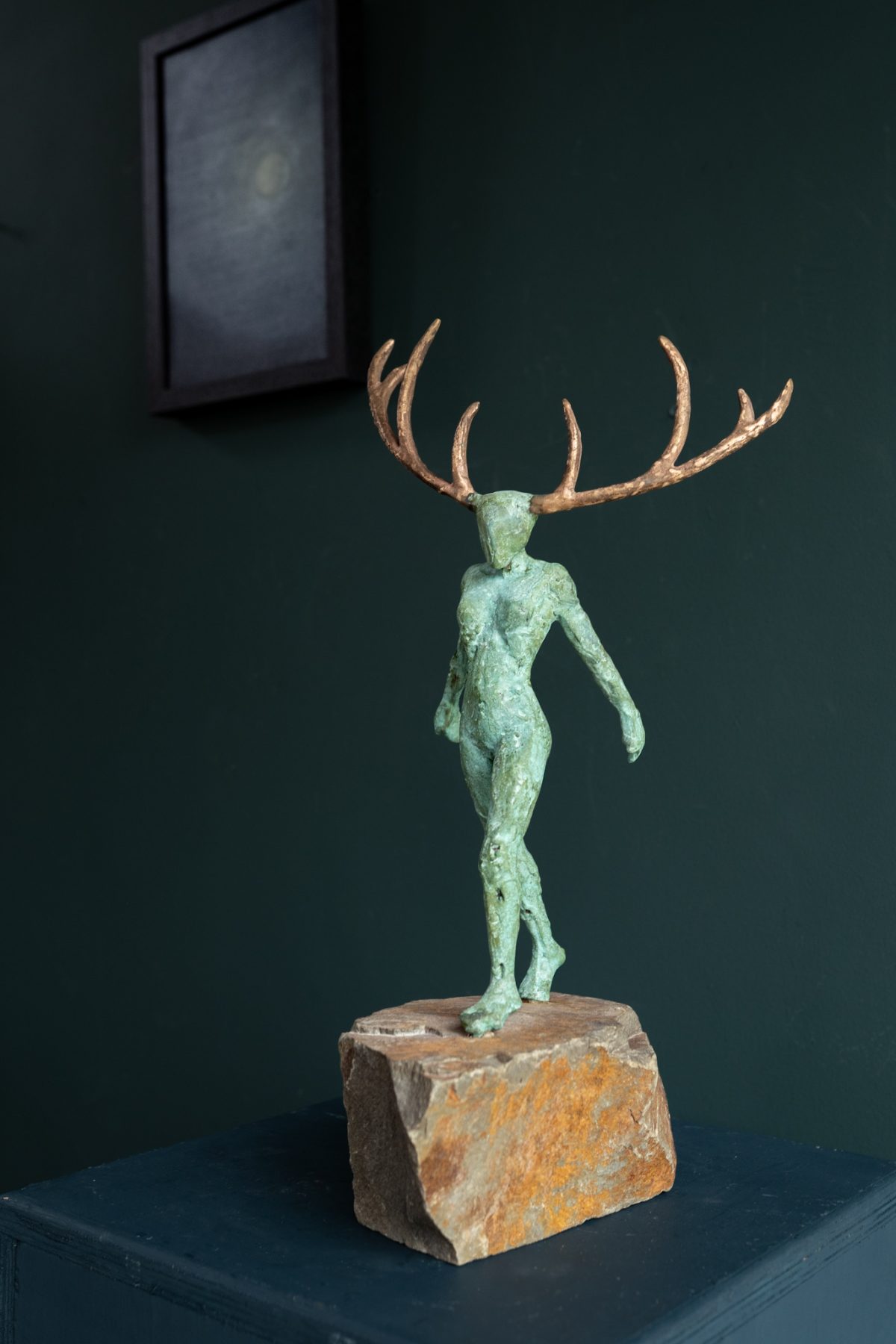 Horned Goddess in Bronze by Adam Pomeroy for Kilbaha Gallery