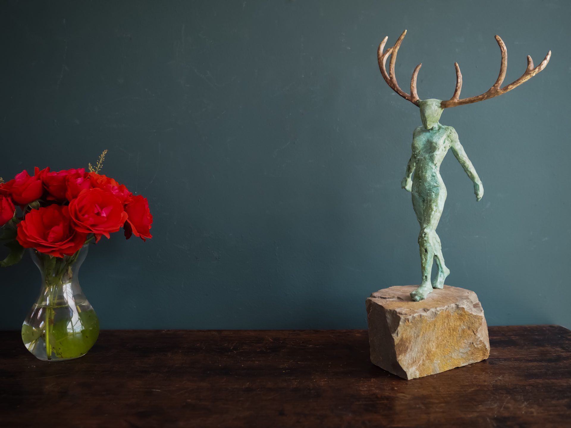 Horned Goddess in Bronze by Adam Pomeroy for Kilbaha Gallery