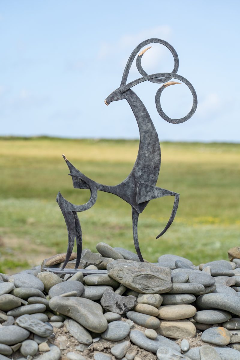 Tall Bronze Goat (Grey) by Seamus Connolly for Kilbaha Gallery
